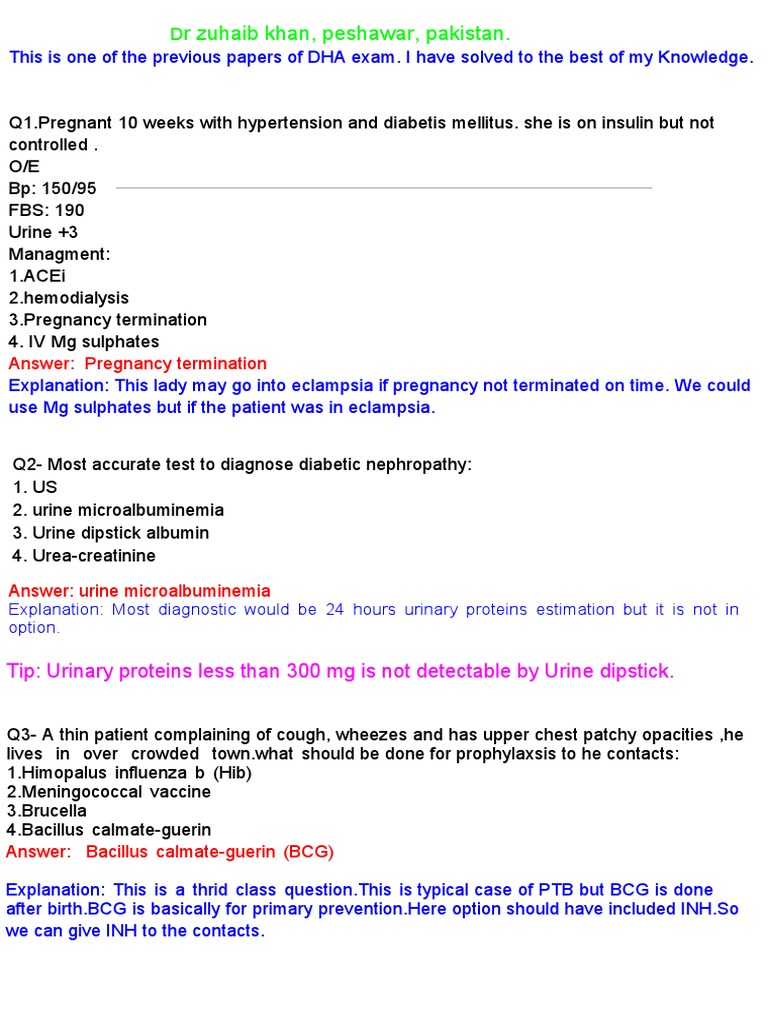 DHA Past Paper 2 | Health Sciences | Wellness