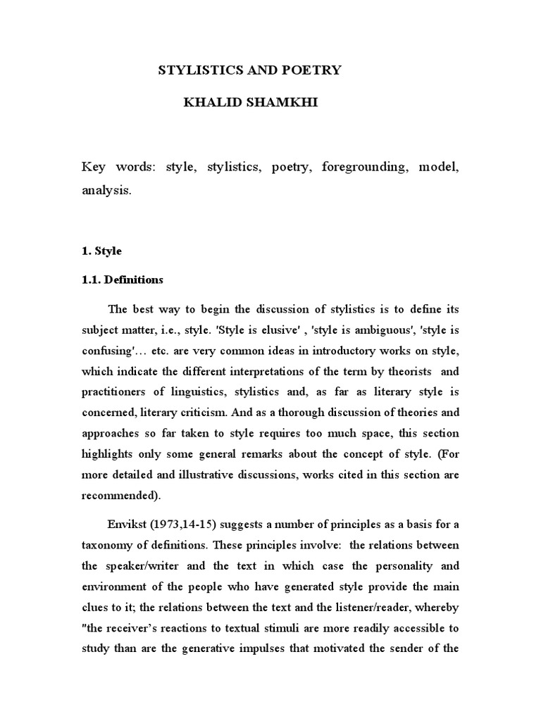 Understanding Style in Poetry | PDF | Linguistics | Genre
