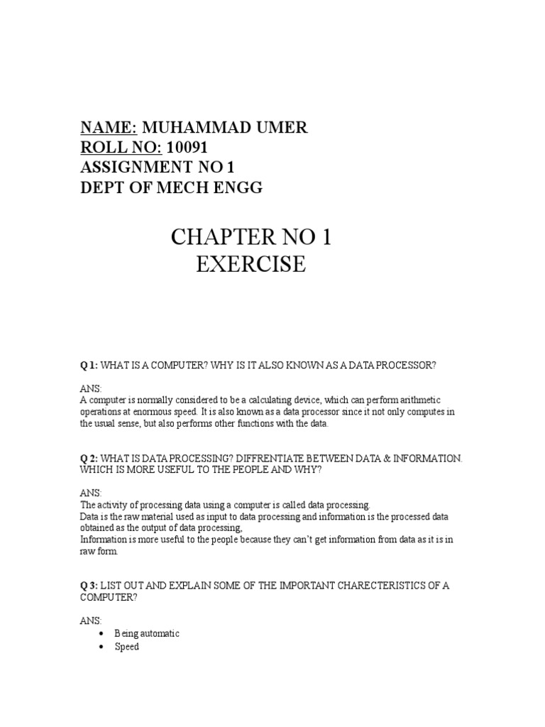 Assignment CHAP NO 1.... Computer Fundamentals by PK Sinha | PDF ...