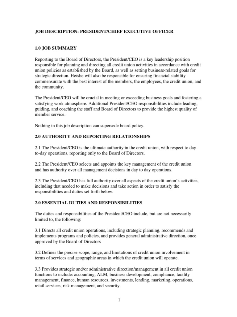 Job-Description-NWGACU CEO PDF | PDF | Chief Executive Officer | Credit ...
