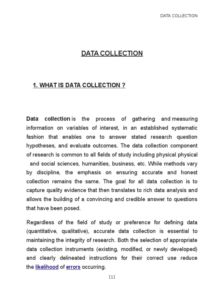 Data Collection | PDF | Primary Sources | Data Collection