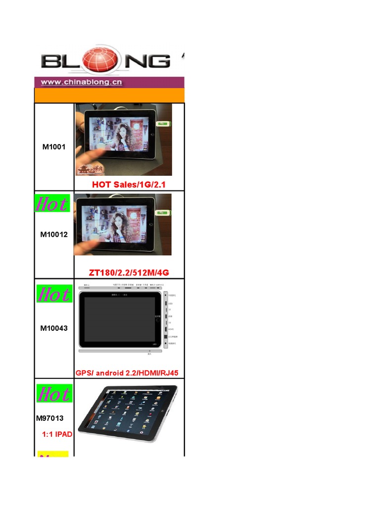 Blong 10inch Tablet PC Pricelist | PDF | I Pad | Tablet Computer