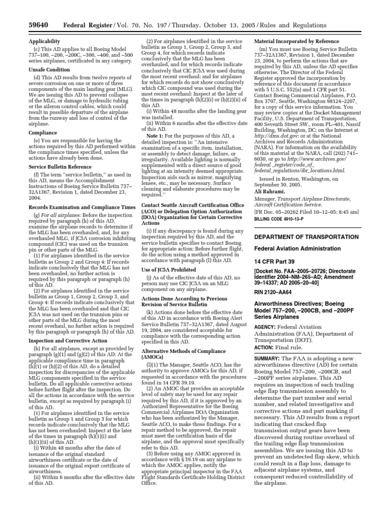 Rule: Airworthiness Directives | PDF | Federal Aviation Administration ...