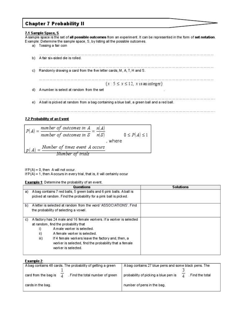 Chapter 7 Probability II | PDF | Probability | Randomness