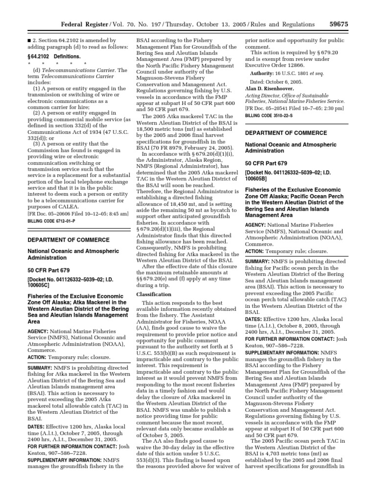 Rule: Fishery Conservation and Management: Alaska Fisheries of ...