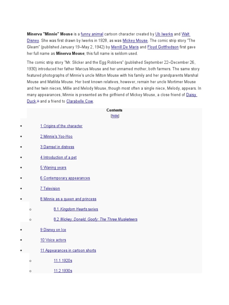 Minerva "Minnie" Mouse Is A: Series | PDF | Fictional Mice And Rats ...