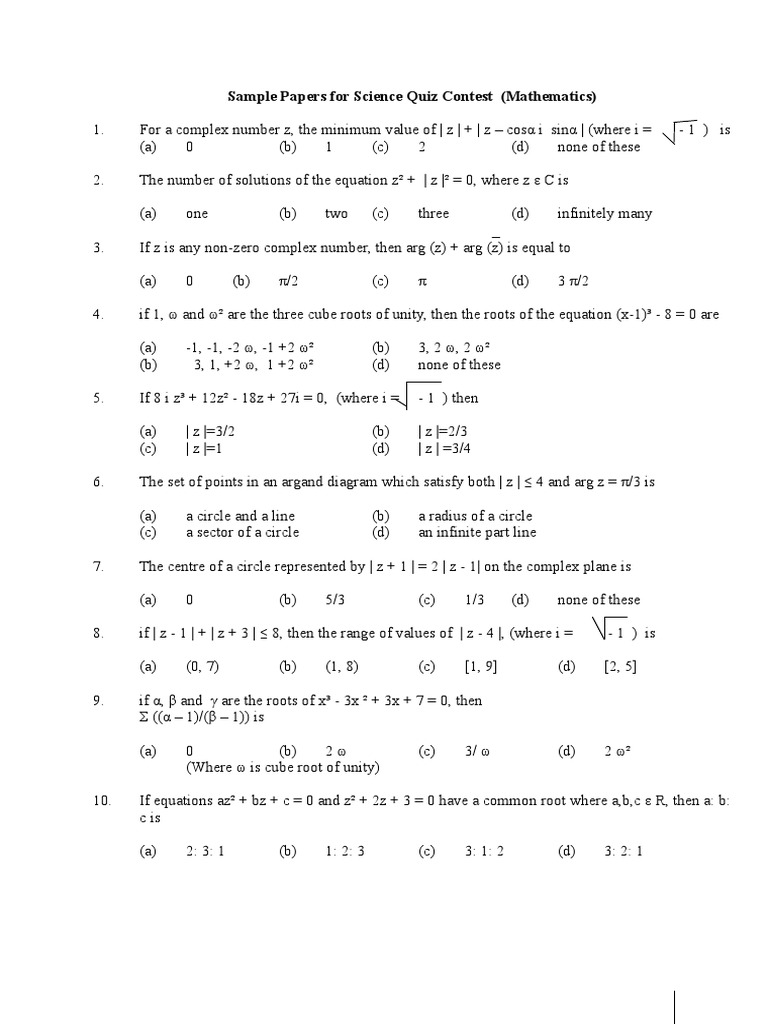 Sample Paper MATH | PDF | Circle | Ellipse