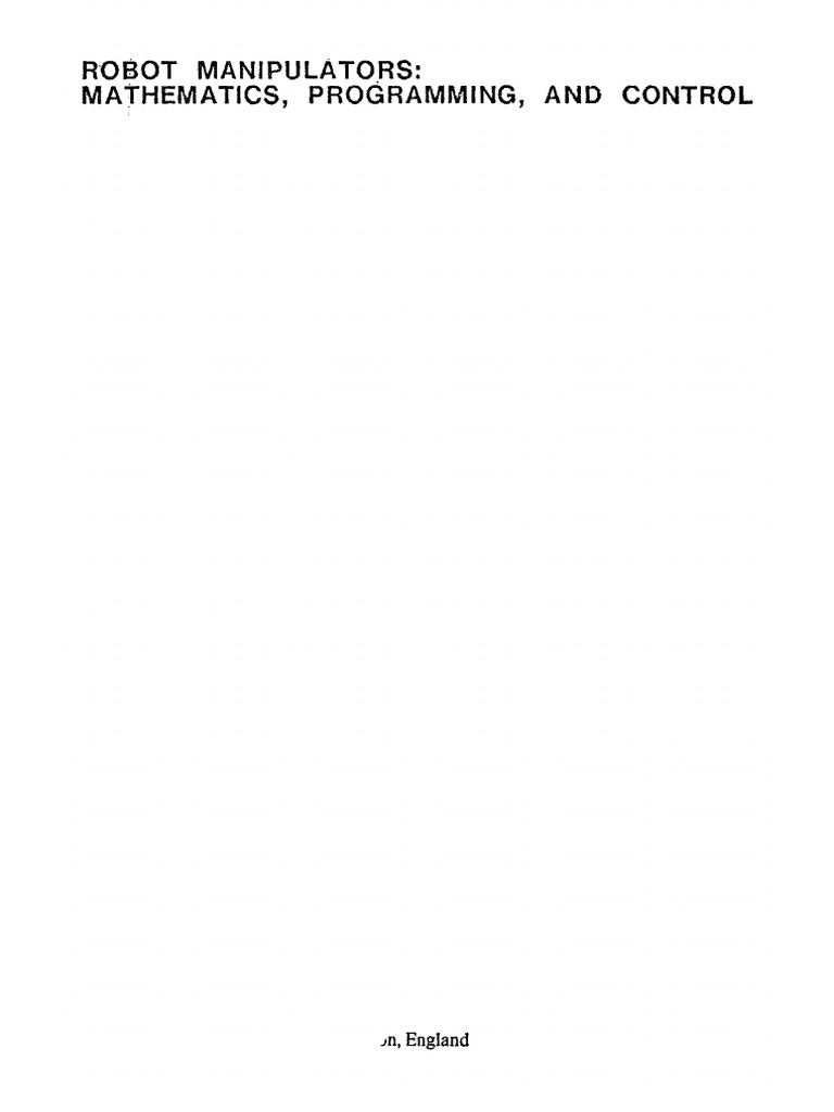 (MIT Press Series in Artificial Intelligence) Richard P Paul - Robot Manipulators - Mathematics ...