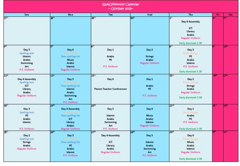October 2015 G2AOMonthly Calendar | PDF