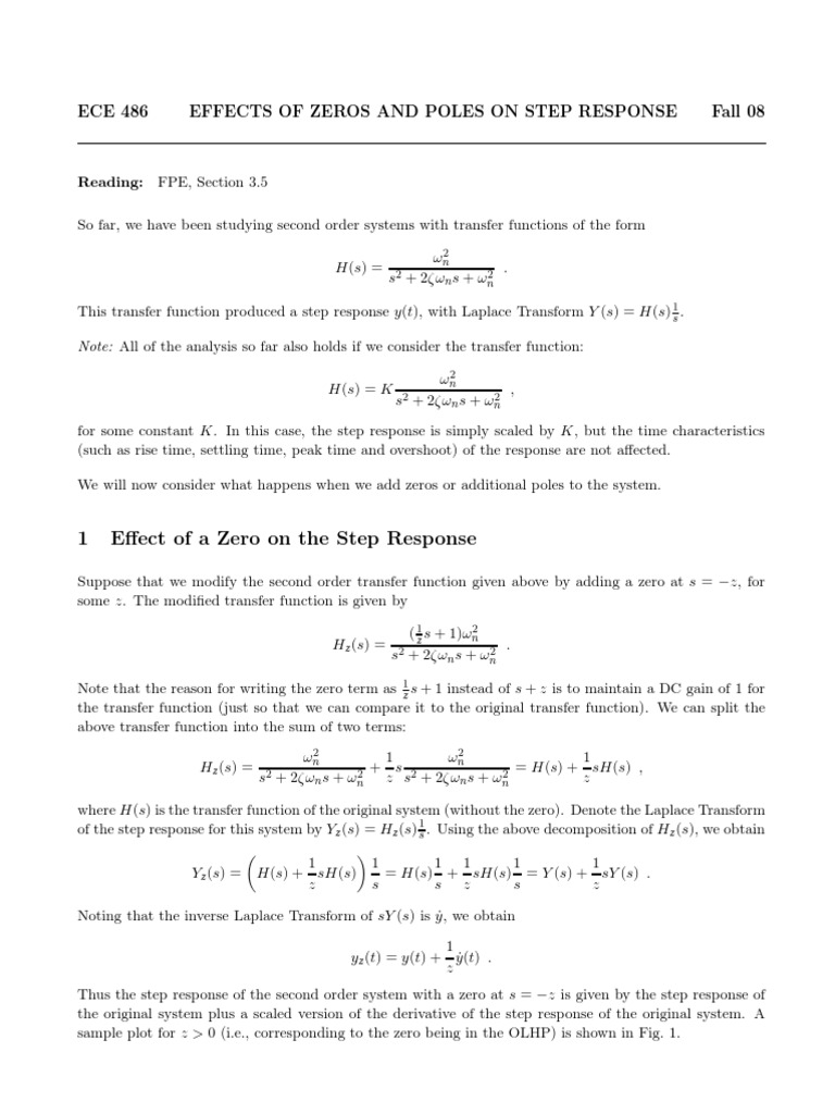 Impact of Zeros and Poles on Step Response | PDF | Applied Mathematics ...
