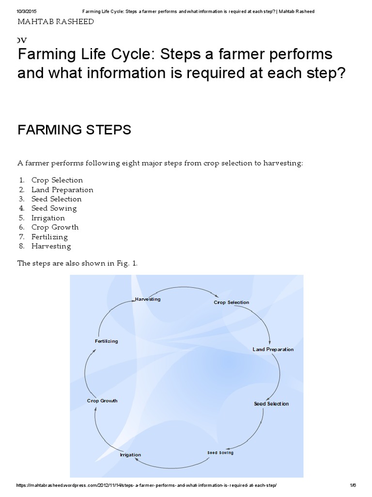 Farming Life Cycle Steps | PDF | Farmer | Sowing