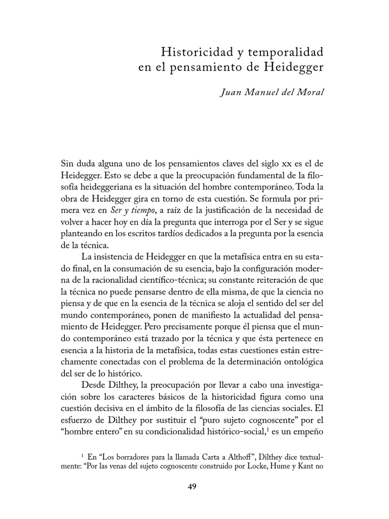 Historicidad en el pensamiento de Heidegger | PDF | Filosofía | Historia
