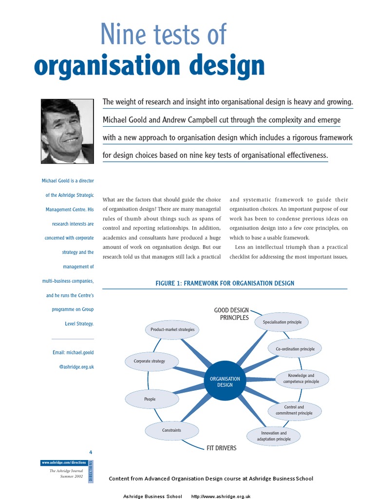 Nine Tests for Effective Organization Design | PDF | Strategic ...