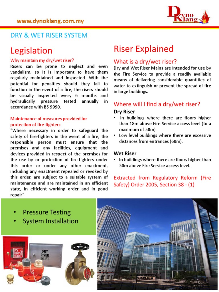 Dry - Wet Riser System | PDF | Pump | Firefighter