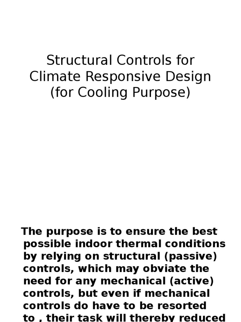 Structural Controls For Climate Responsive Design (For Cooling Purpose ...