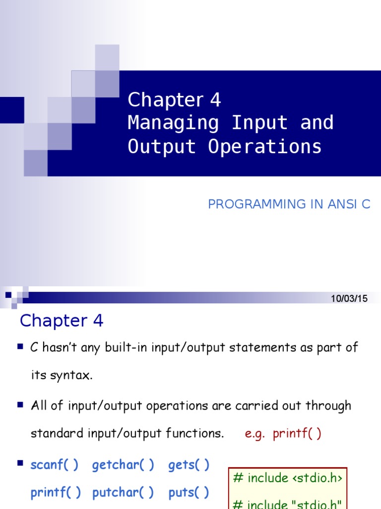 4 Managing Input and Output Operations | PDF | Encodings | Computer ...