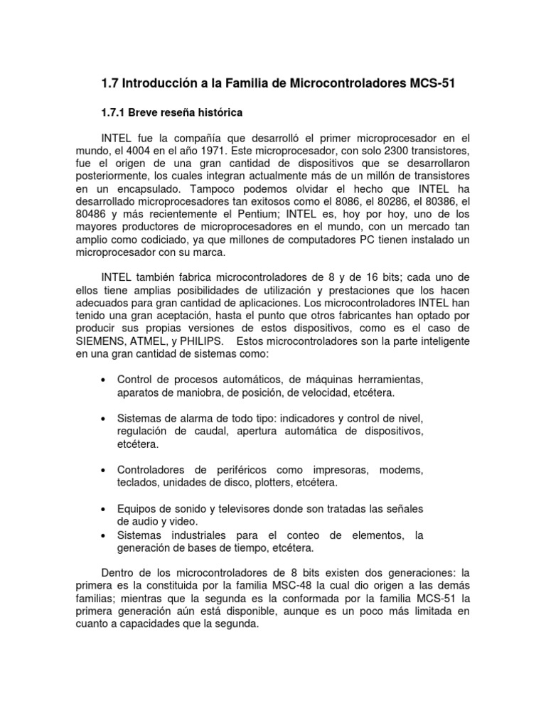La Familia MCS51 Modulo I. | PDF | Microcontrolador | Puntero (Programación de computadora)