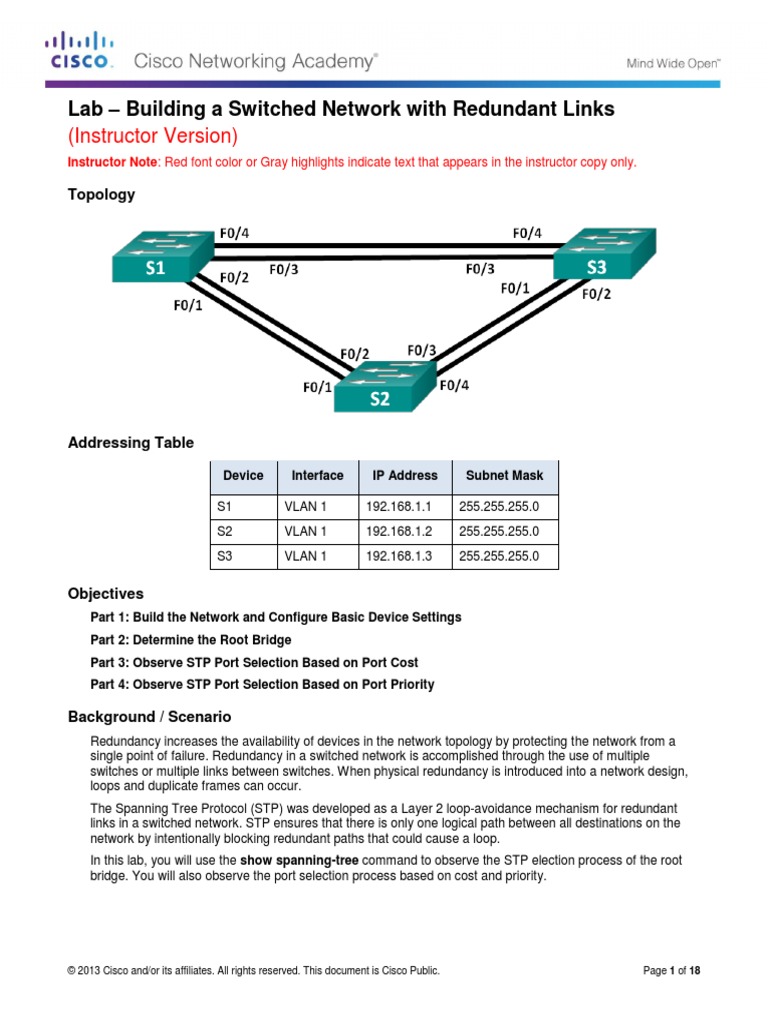 2.1.2.10 Lab - Building A Switched Network With Redundant Links - ILM ...