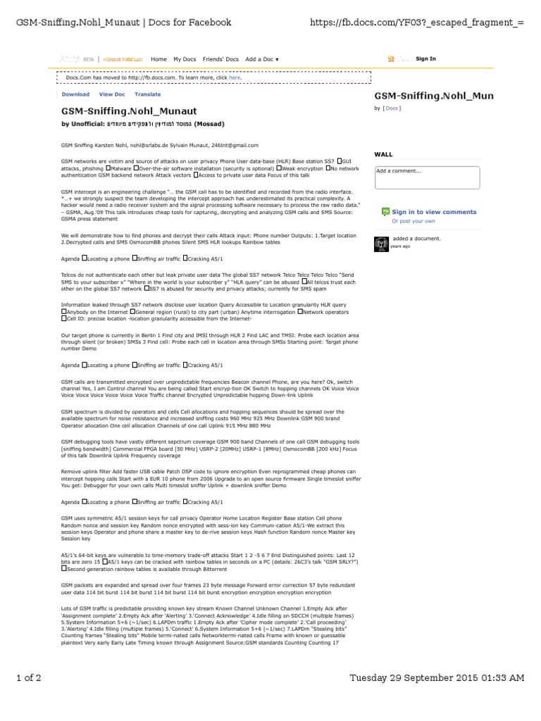 GSM Sniffing - The Truth | PDF | Gsm | Short Message Service