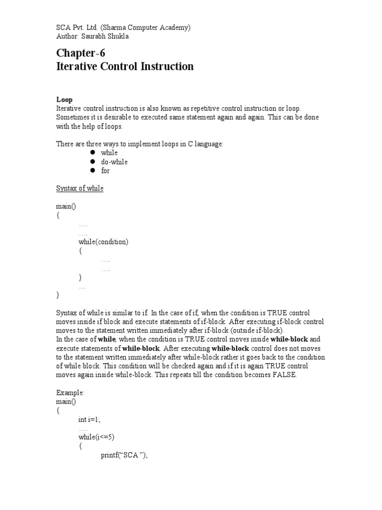 Chapter-6 Iterative Control Instruction | PDF | Control Flow | Computer ...