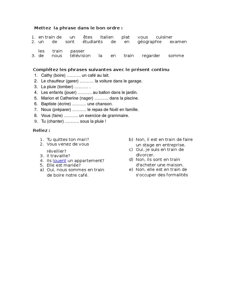Mettez La Phrase Dans Le Bon Ordre | PDF | Arts du langage et ...