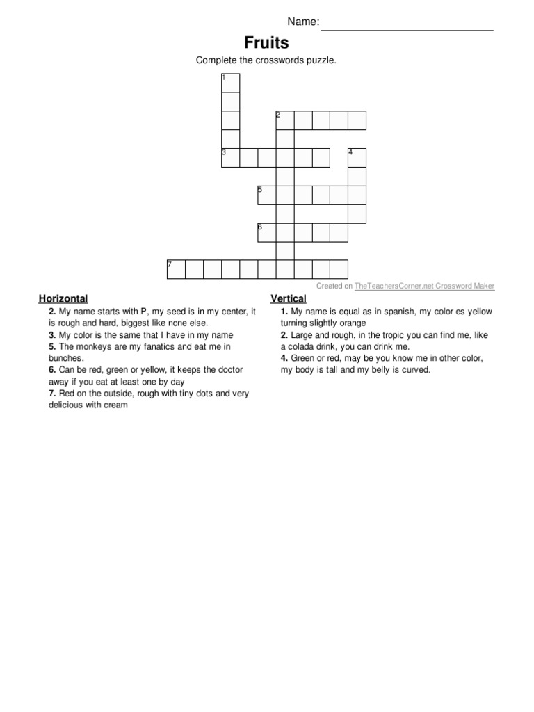 Fruit-Themed Crossword Puzzle | PDF