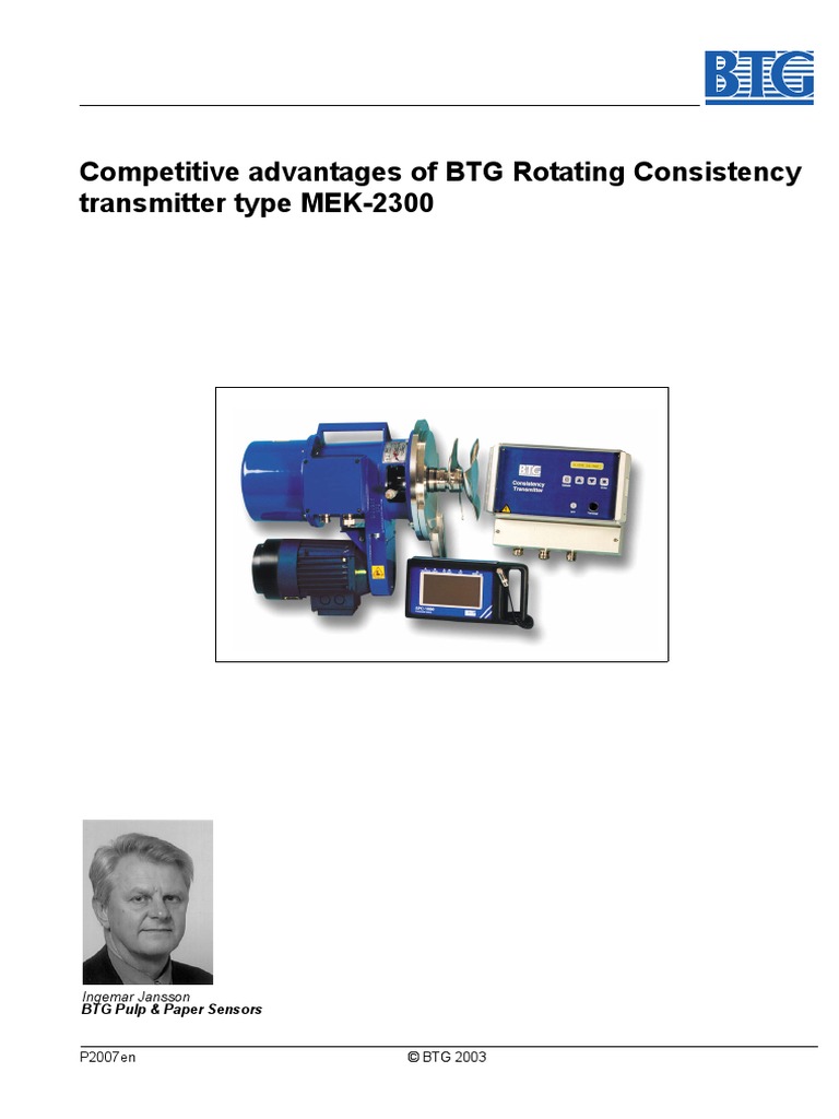 Competitive Advantages of BTG Rotating Consistency Transmitter Type MEK ...
