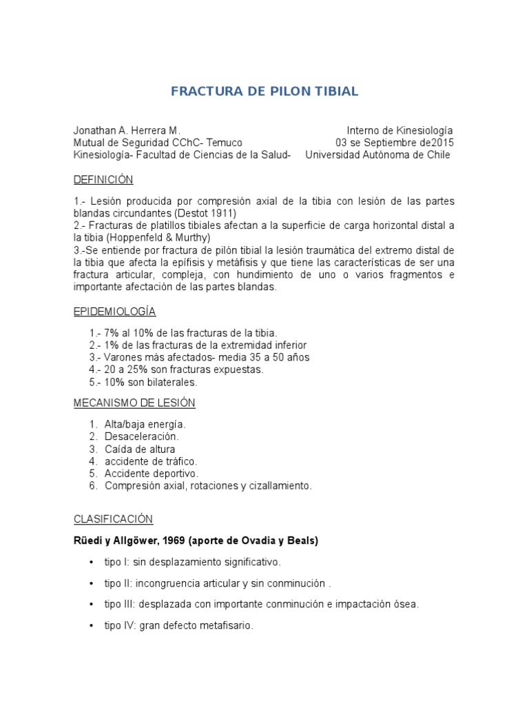 Fractura de Pilon Tibial | PDF | Tobillo | Enfermedades y trastornos