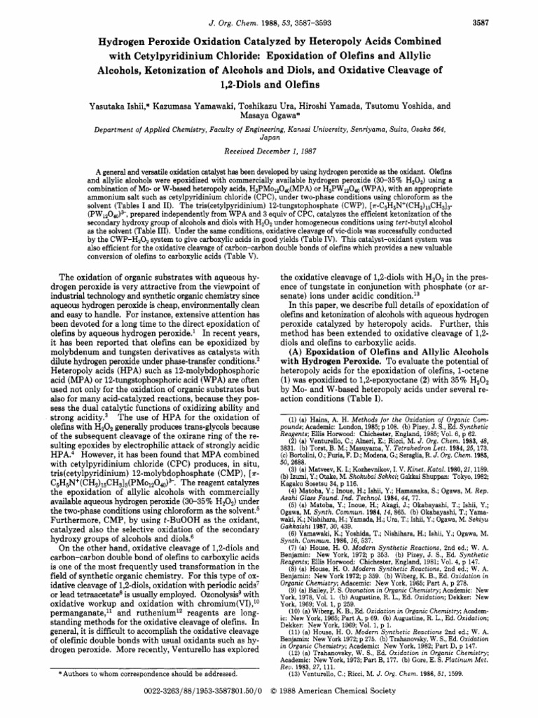 Hydrogen Peroxide Oxidation Catalyzed by Heteropoly Acids Combined ...