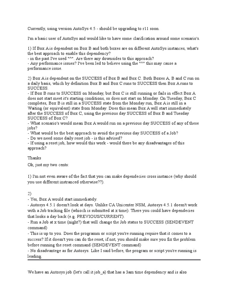 Reset Autosys job statuses daily | PDF | Information Technology ...