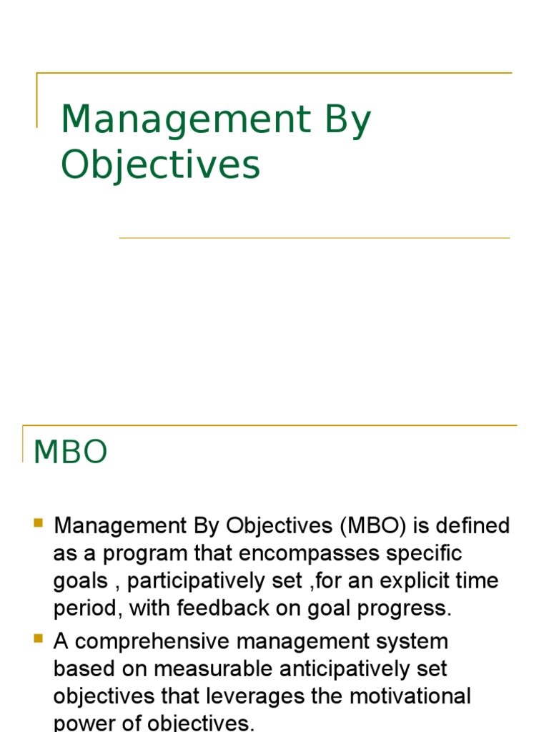 Management by Objectives | PDF | Goal | Performance Appraisal