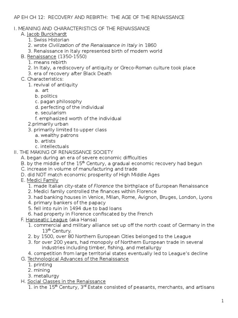 Chapter 12 Recovery and Rebirth The Age of The Renaissance | Download ...