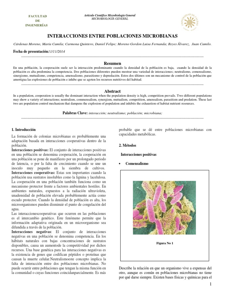 Interacciones Entre Poblaciones Microbianas | PDF | Microorganismo | Metabolismo
