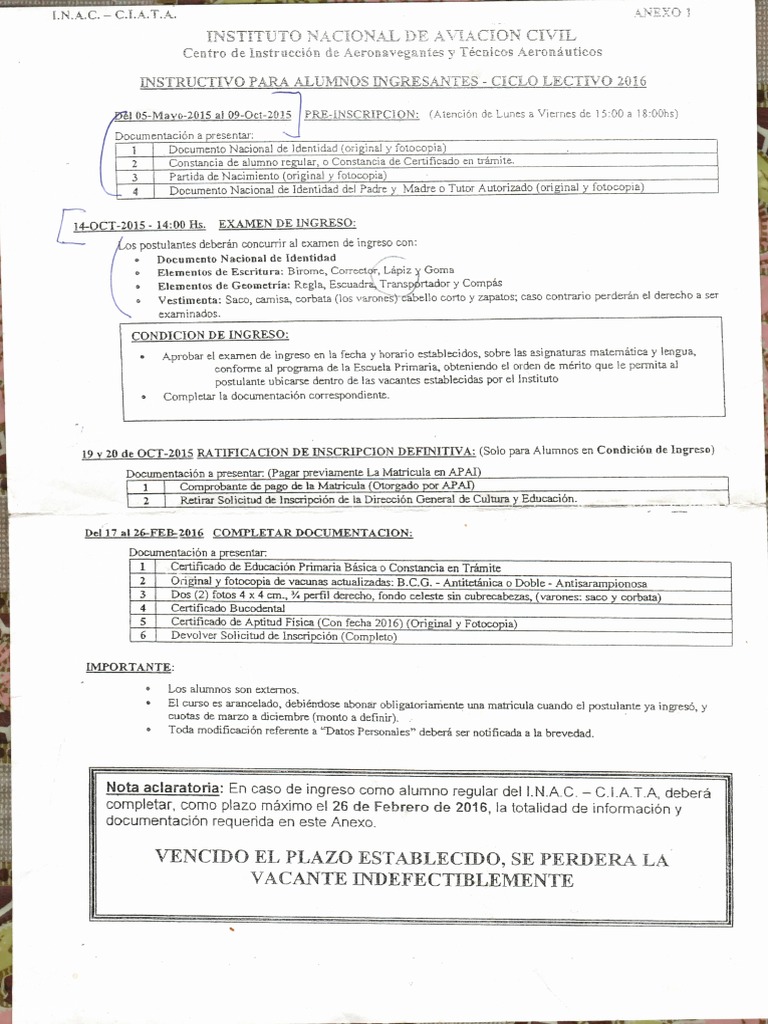 Inscripción A INAC CIATA | PDF