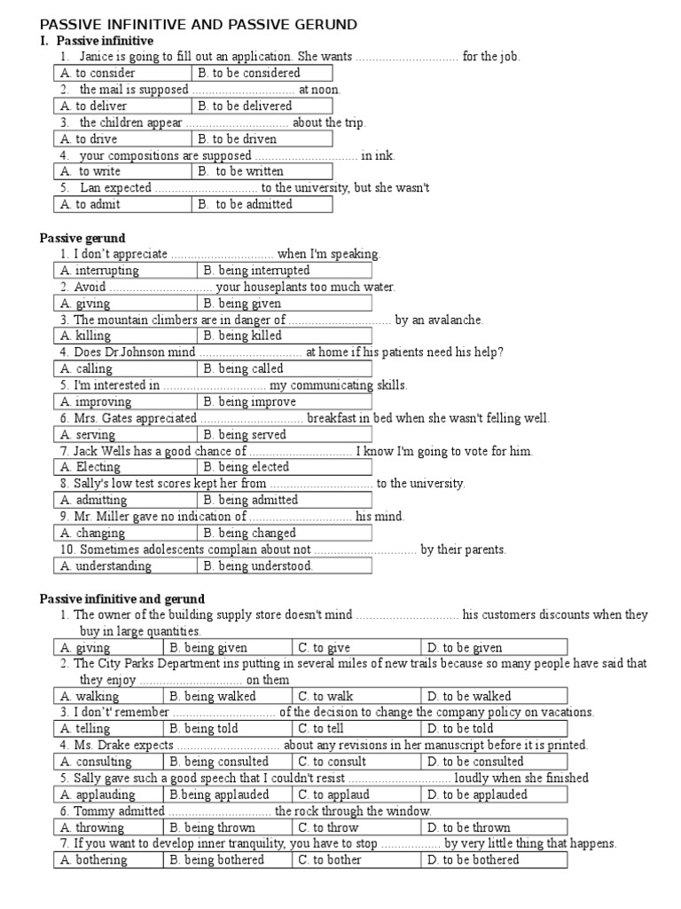 Passive Infinitive and Passive Gerund | PDF