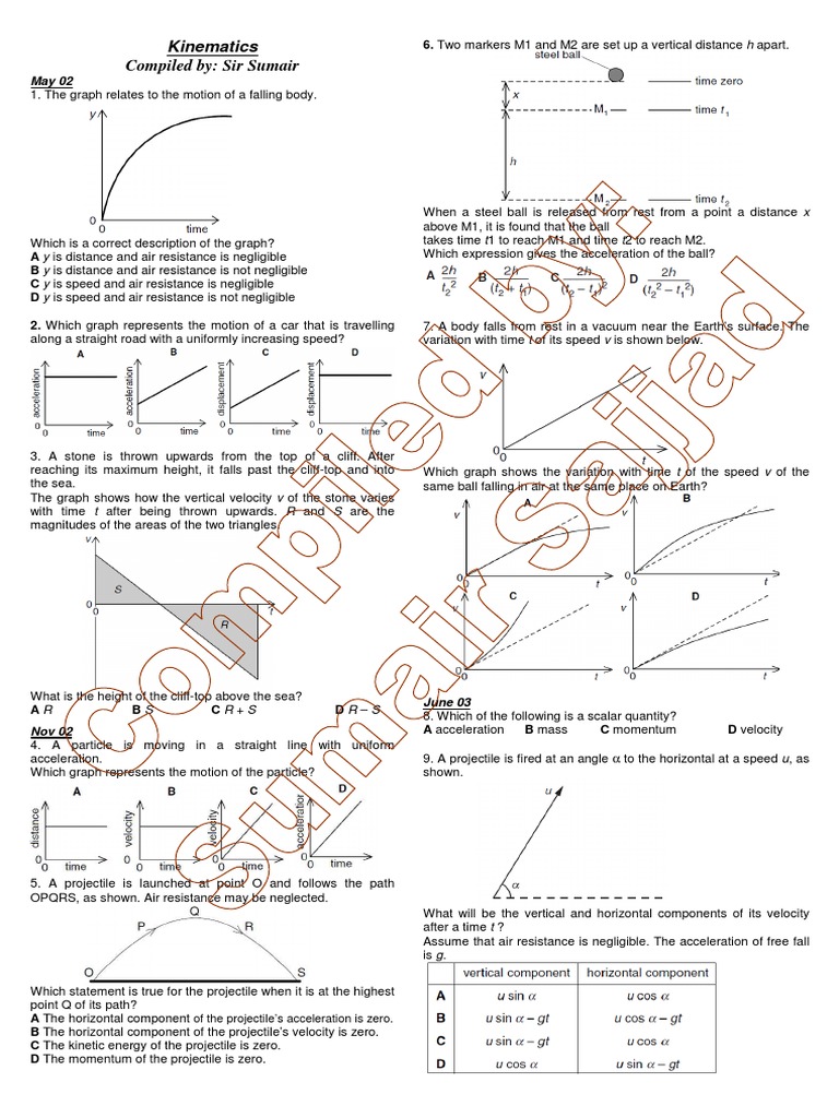 Phy (Ans p1) Kinematic (As) S | PDF | Acceleration | Velocity