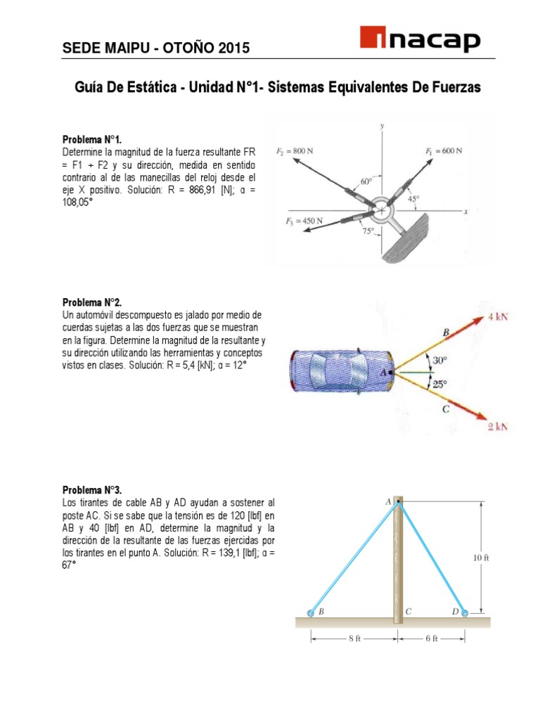 Guia de Estatica Unidad N°1 | PDF | Vector Euclidiano | Cálculo multivariable