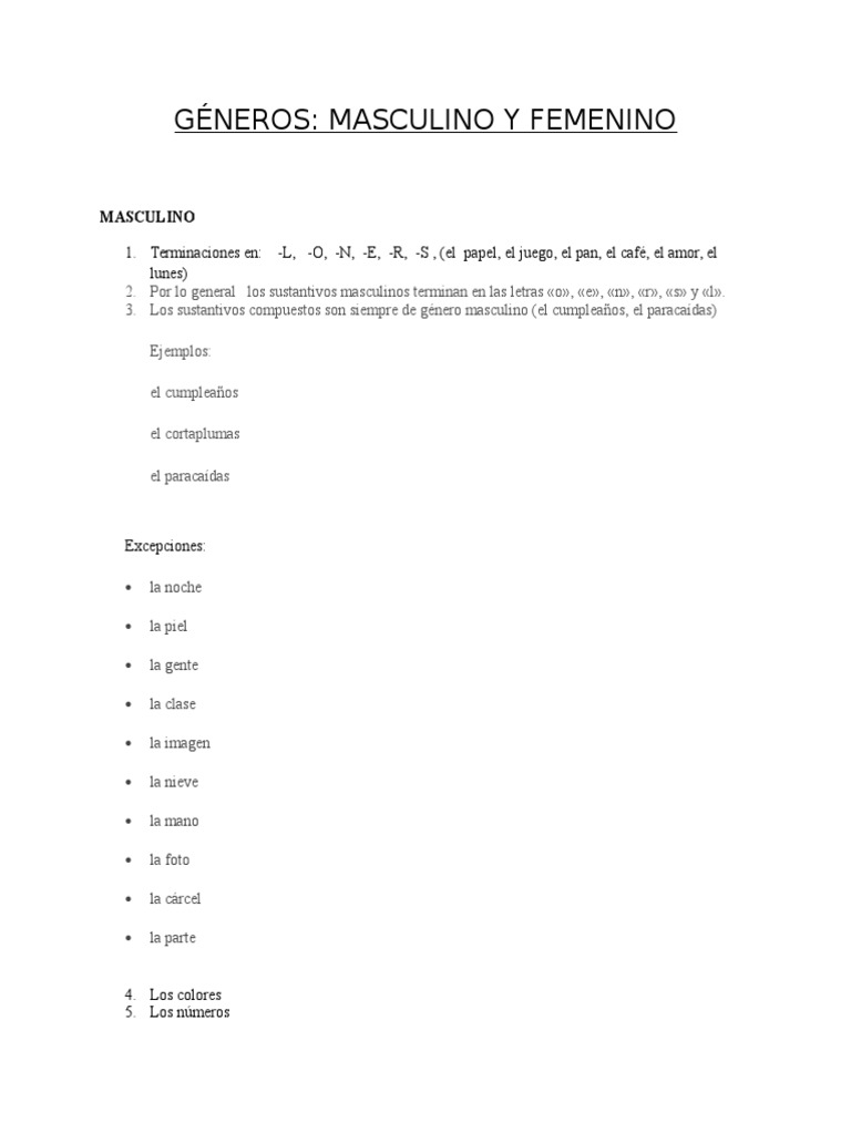 Géneros Masculino y Femenino | PDF