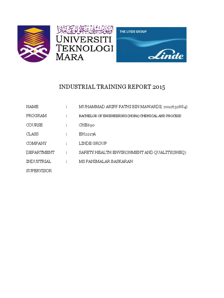 Industrial Training Report 2015 | Download Free PDF | Atmosphere Of ...