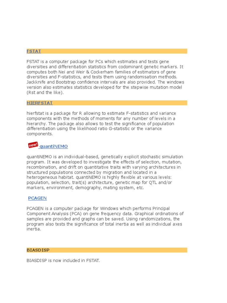 Softwares Fstat Ver.2.9.3.2 | PDF | Resampling (Statistics ...
