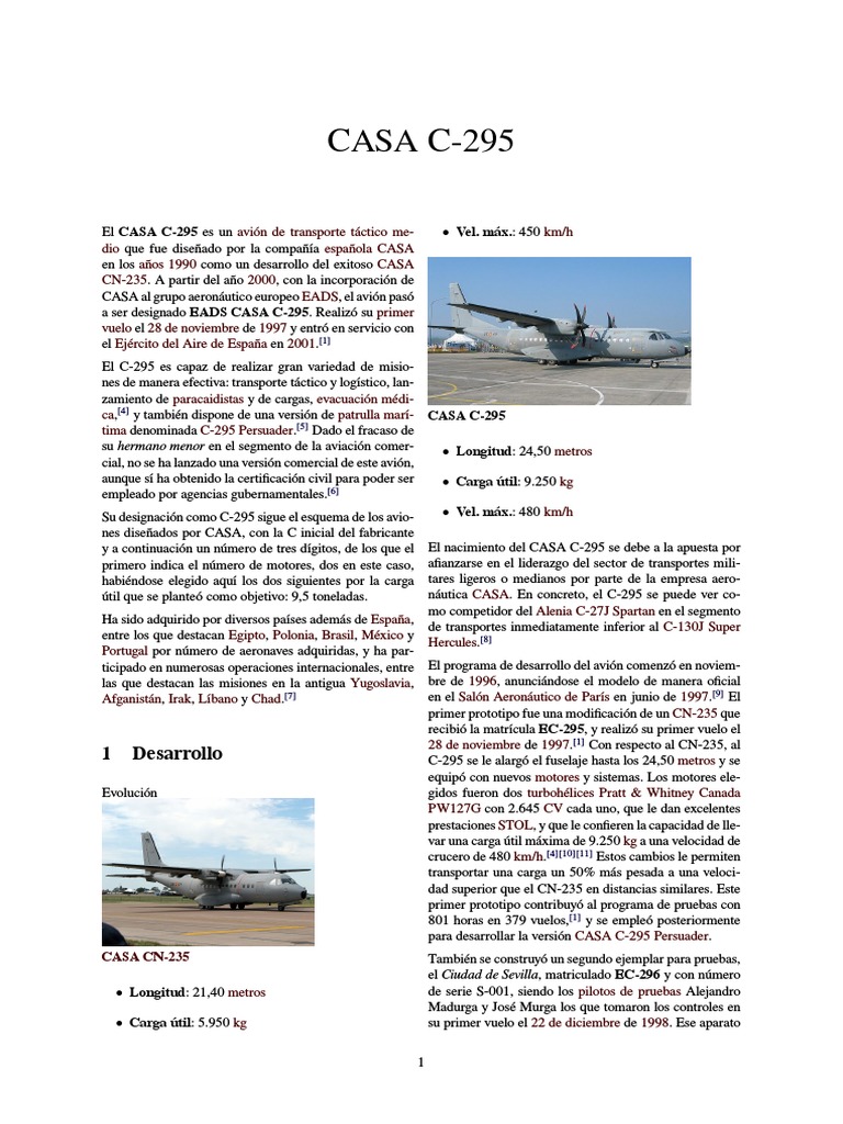 Casa C-295 | PDF | Aviación | Aeronave
