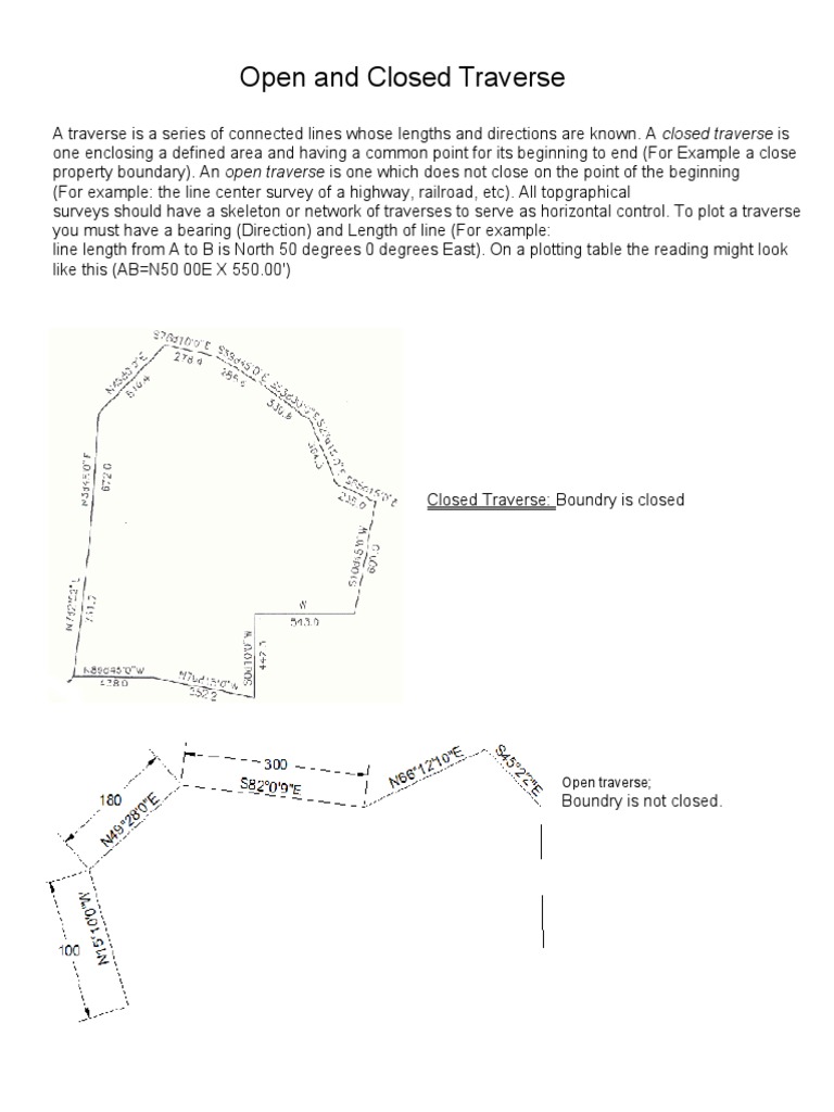 Open and Closed Traverse | PDF