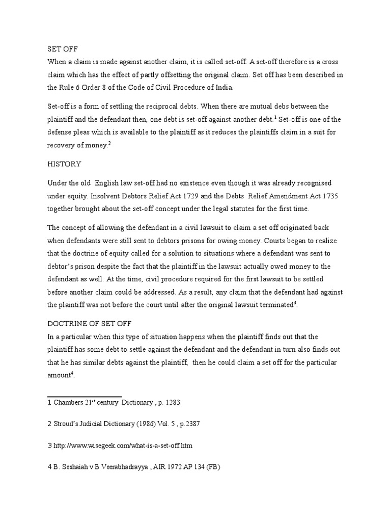 Understanding Set-Off in CPC | PDF | Lawsuit | Private Law