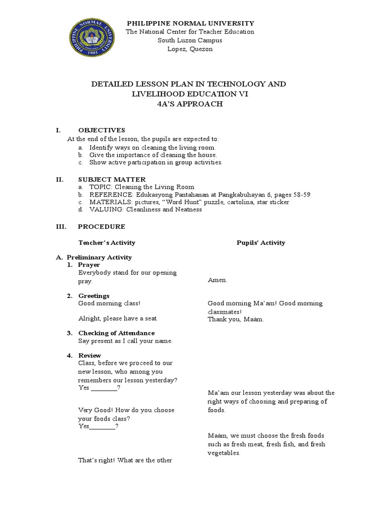 Lesson Plan EPP Grade 6 | PDF | Housekeeping