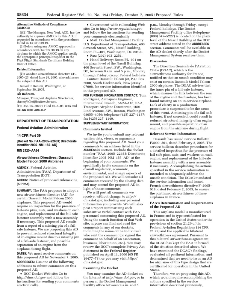 Proposed Rule: Air Carrier Certification and Operations: Mode S ...