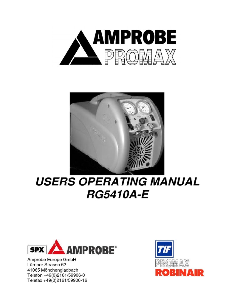 Promax RG5410A 240v | PDF | Refrigeration | Valve