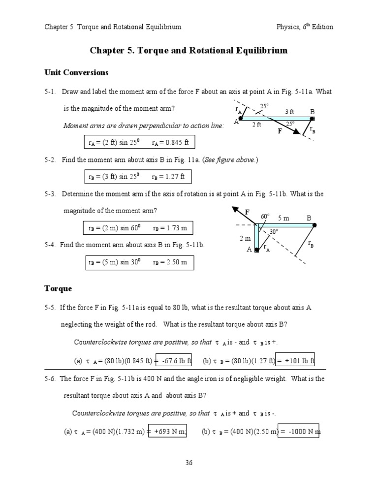 Chapter 5 Torque and Rotational Equilibrium | PDF
