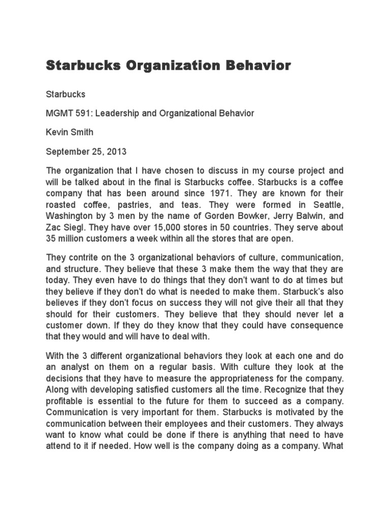 Starbucks Organization Behavior | PDF | Starbucks | Market Analysis