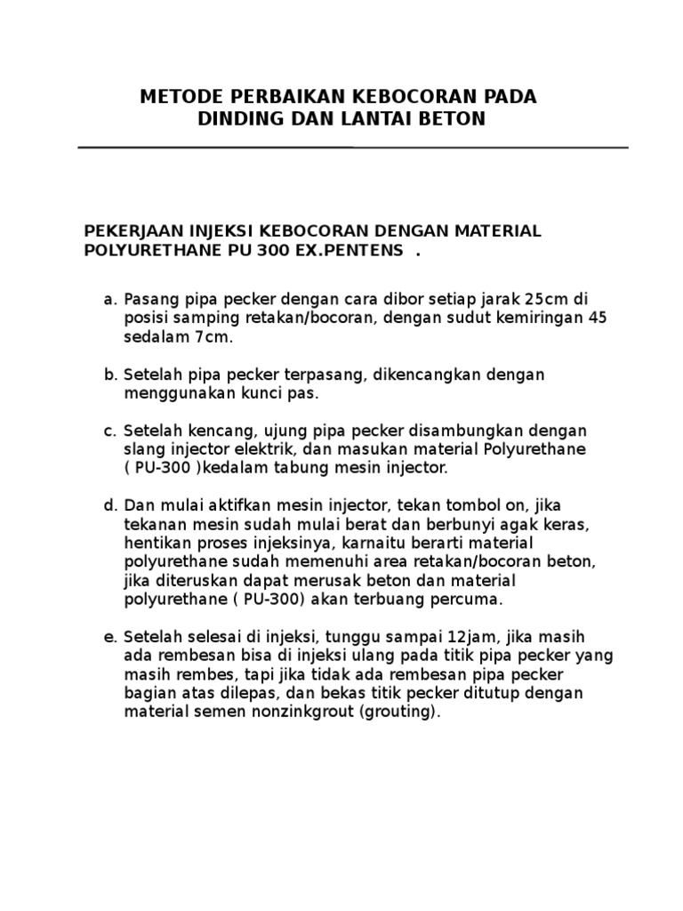 Metode Injeksi PU | PDF