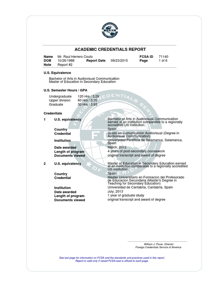 Academic Credentials Report Rev | PDF | Academic Degree | Secondary School